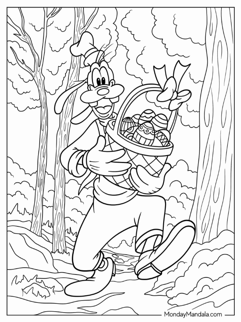 Goofy Running in the Forest With Basket of Easter Eggs | PDF