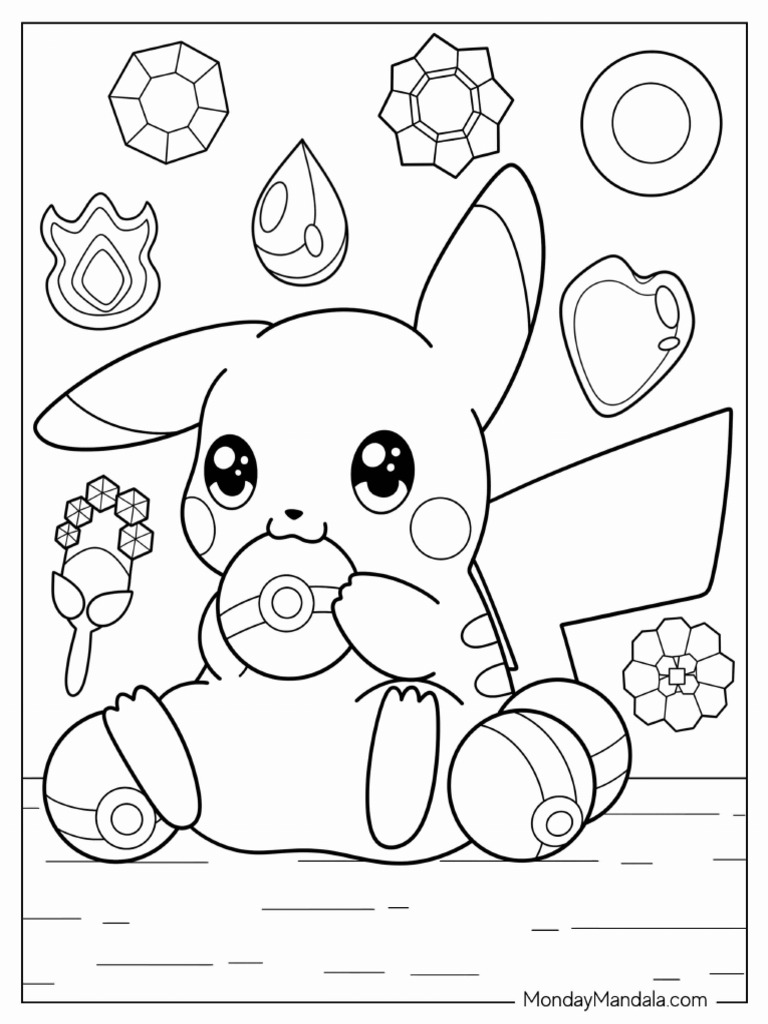 Coloring-Page-Of-Pikachu-Biting-Pokeball | PDF