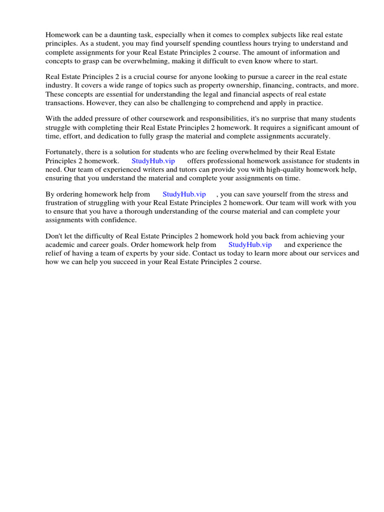 Real Estate Principles 2 Homework | PDF | Homework | Textbook