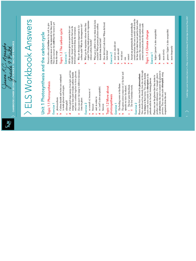 Science Workbook Answers Book 9 Printout | PDF