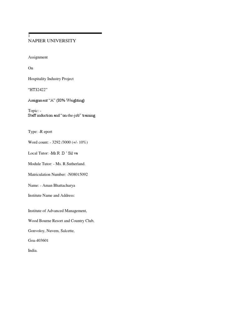 Staff Induction in Hospitality Training | PDF | Business