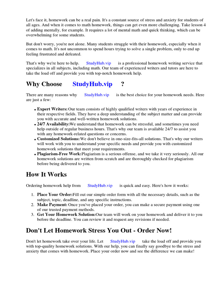 My Homework Lesson 4 Add Mentally | PDF | Multiplication | Homework