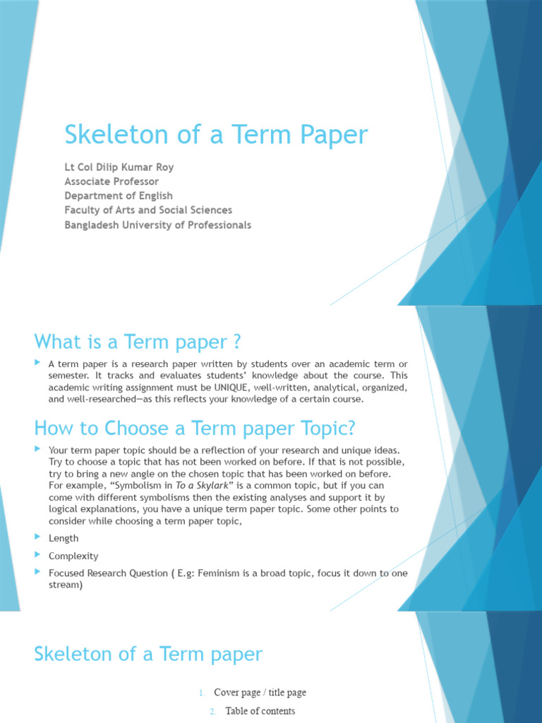 Skeleton of A Term Paper | PDF | Citation | Written Communication