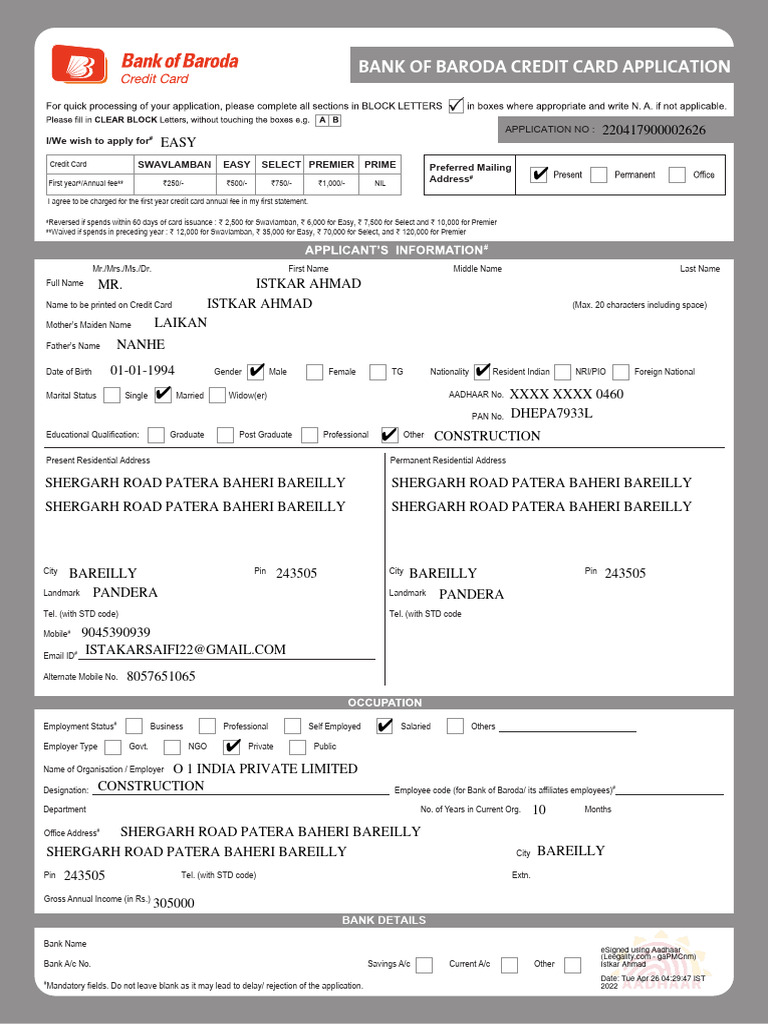 Istkar Ahmad_signed | PDF | Credit Card | Debit Card