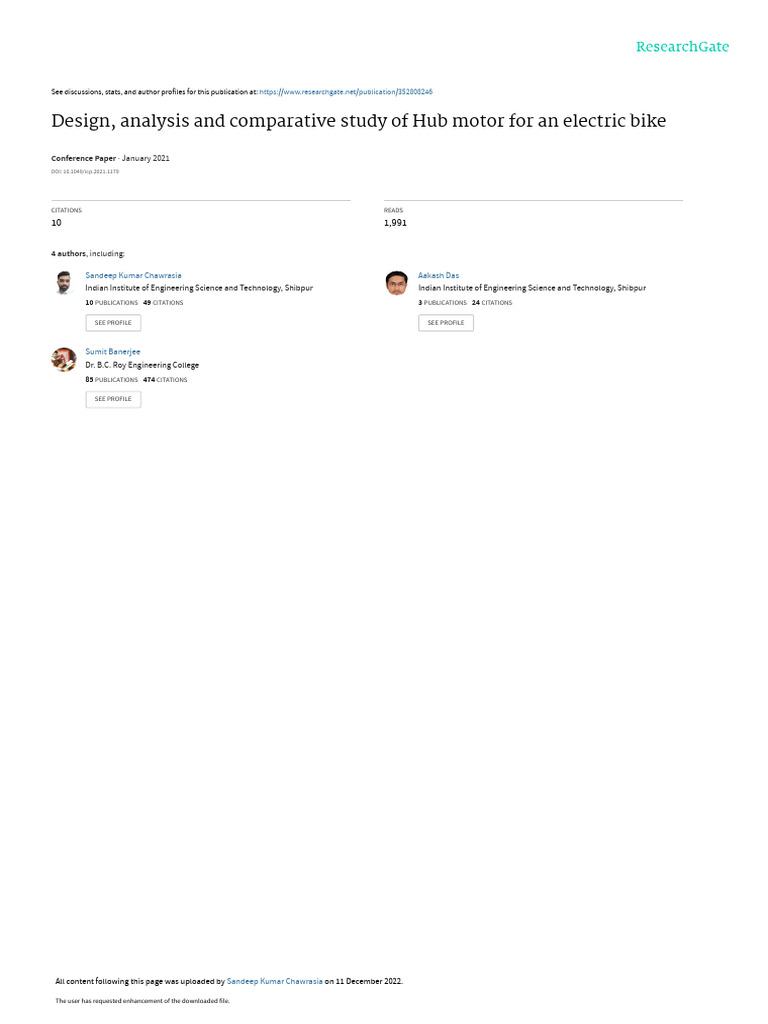 Design Analysis and Comparative Study of Hub Motor For An Electric Bike ...