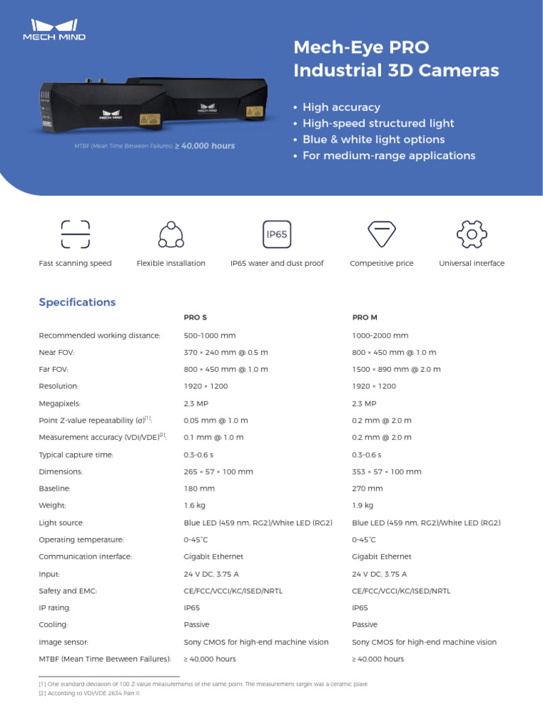 Mech-Eye PRO Industrial 3D Cameras | PDF | Imaging