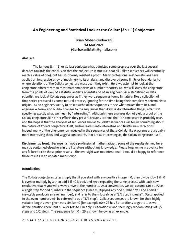 Collatz Paper | PDF | Mathematical Concepts | Mathematical Analysis