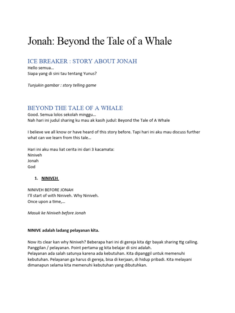 Jonah - Beyond The Tale of A Whale | PDF | Agama & Spiritualitas