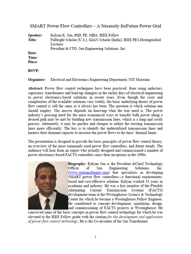 SMART Power Flow Controllers - A Necessity For Future Power Grid | PDF | Electrical Engineering ...