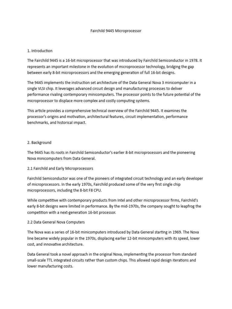 Fairchild 9445 Microprocessor | PDF | Microprocessor | Central ...