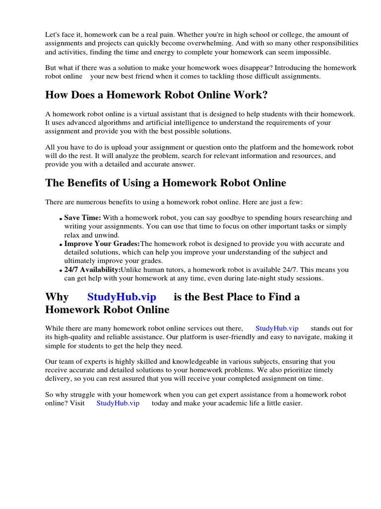 Homework Robot Online | PDF | Robot | Robotics