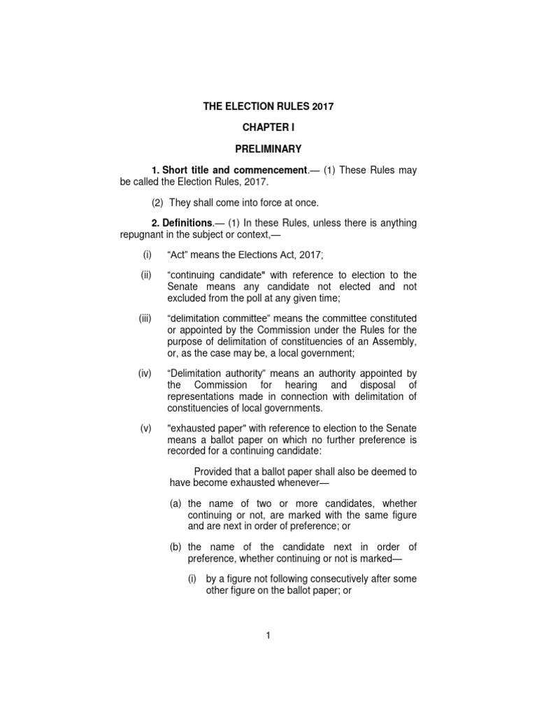 Election Rules 2017 Overview | PDF | Identity Document | Public Law