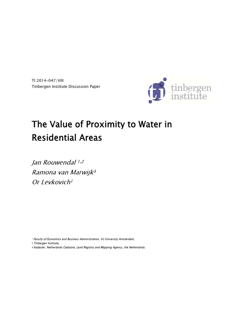 The Value of Proximity To Water in Residential Area. | PDF | Fixed ...