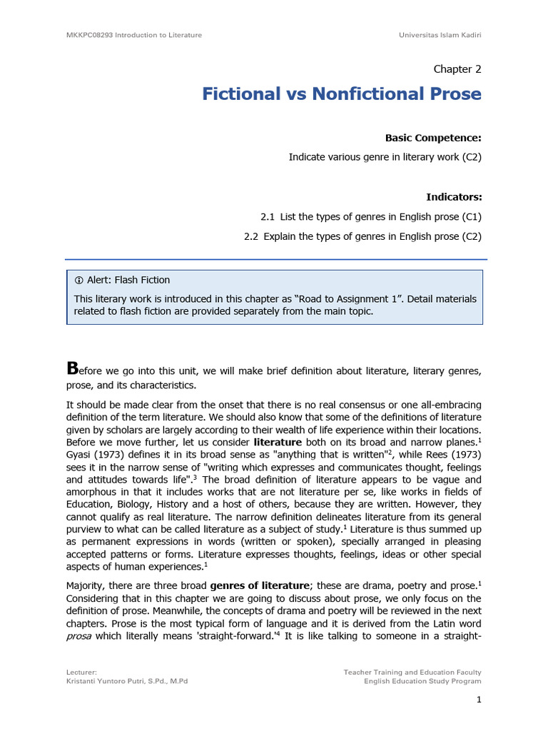 Fiction vs Nonfiction in Prose Literature | PDF | Fantasy | Biography