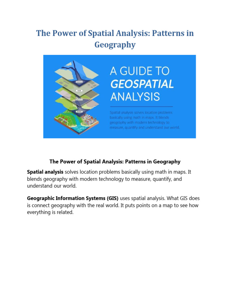 The Power of Spatial Analysis | PDF | Spatial Analysis | Geographic Information System