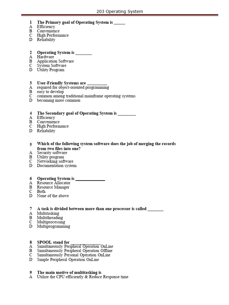1 - Fybca 203 Os1 Mcqbank - 2020 2021 | PDF | Operating System | Computer File