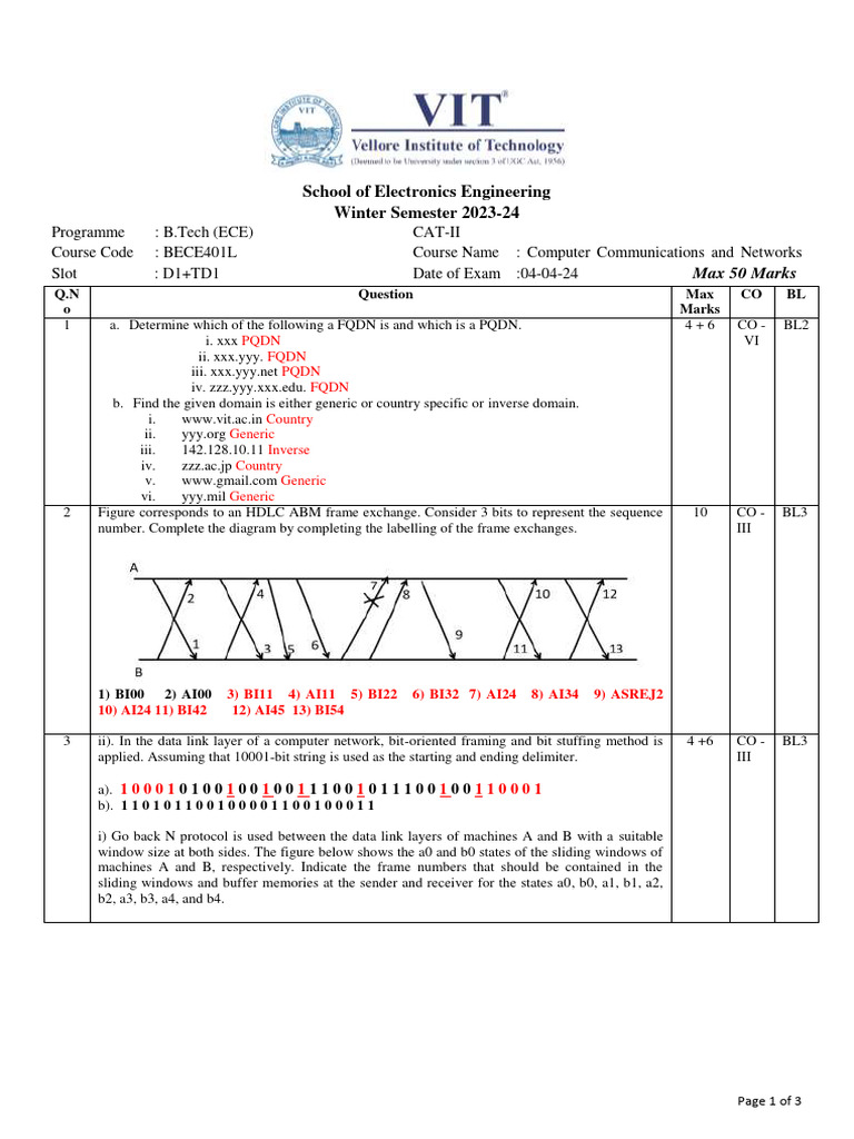 Winsem2023-24 Bece401l TH VL2023240500637 Cat-2-Qp - Key | PDF ...