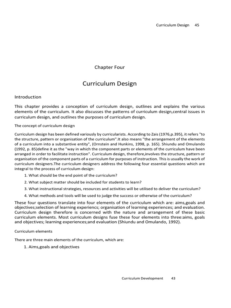 Curriculum Design - Chapter 4 | PDF | Curriculum | Learning