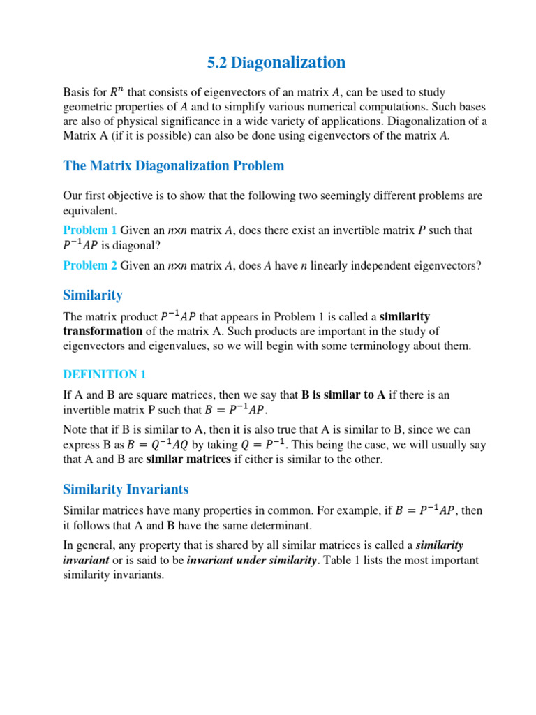 Diagonalization Pdf
