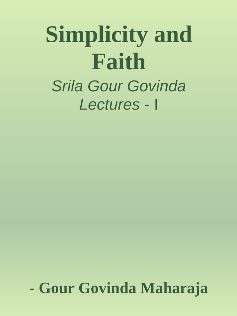 Simplicity and Faith | PDF