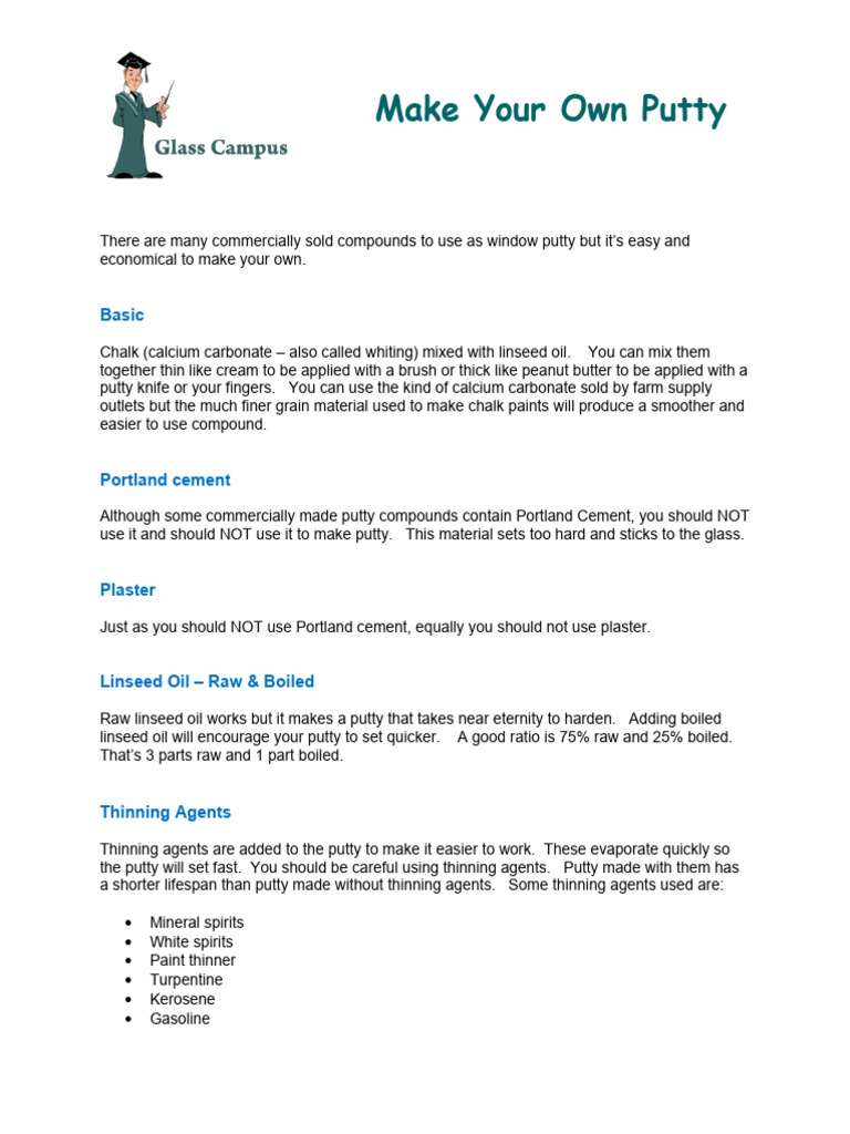 Make Your Own Putty | PDF | Cement | Paint