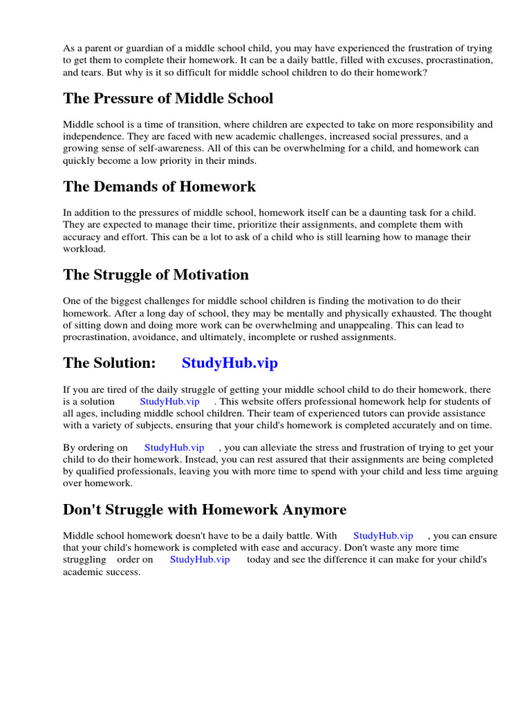 Middle School Child Not Doing Homework | PDF | Homework | Teachers