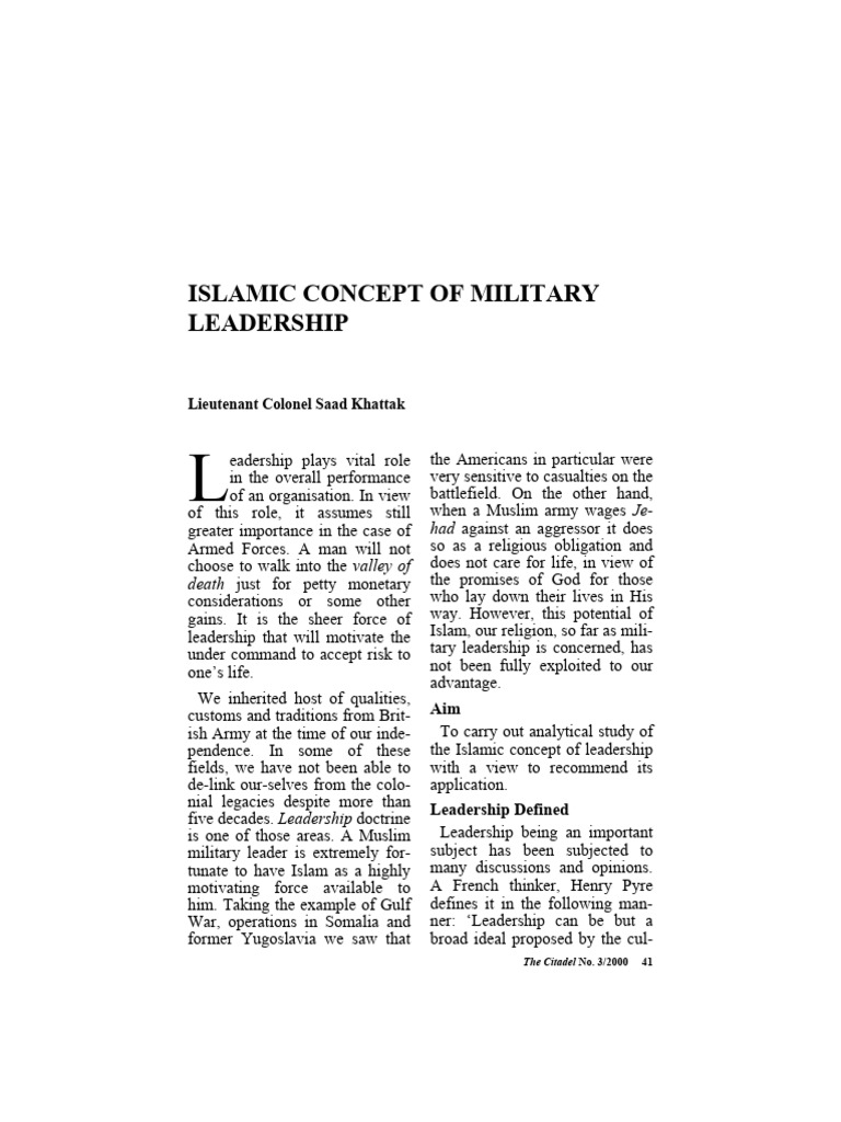 Islamic Concept of Military Leadership | PDF | Muhammad | Leadership