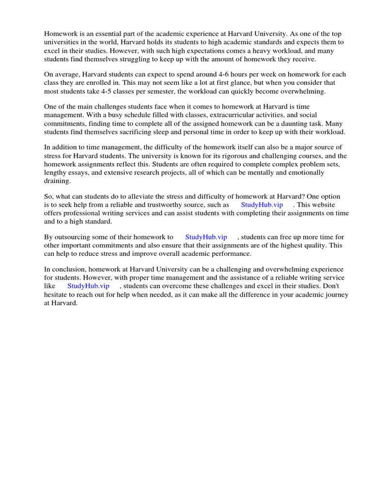 How Much Homework Do Harvard Students Get | PDF | Homework | Homeschooling