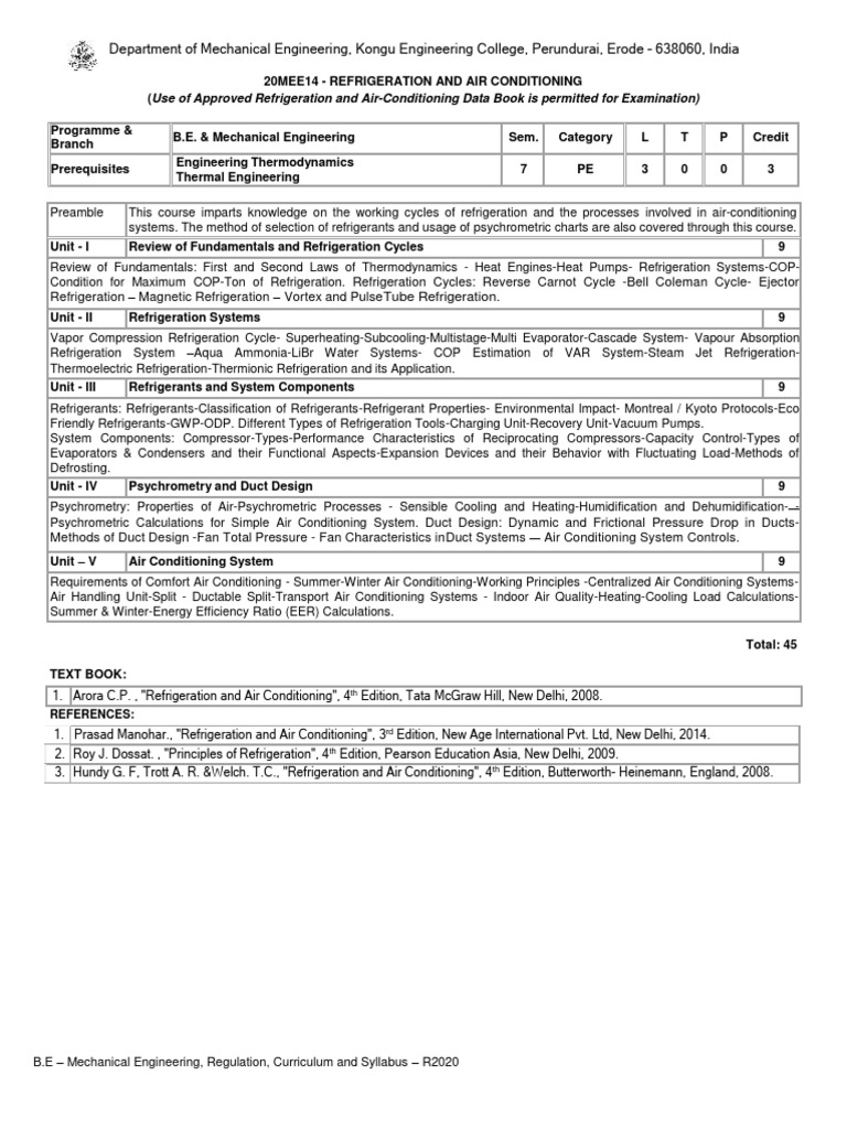 Kec r2020 Mech Syllabus R&ac | PDF | Physical Sciences | Building ... Kec r2020 Mech Syllabus R&ac | PDF | Physical Sciences | Building ...