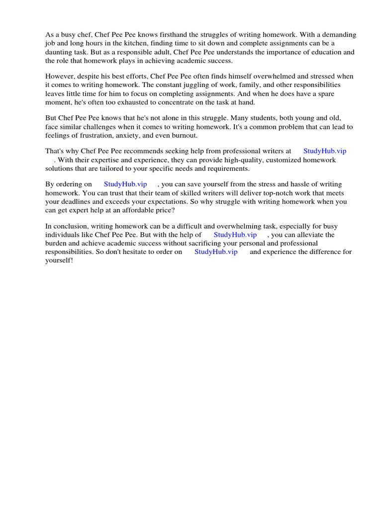 Chef Pee Pee Homework Pdf Homework