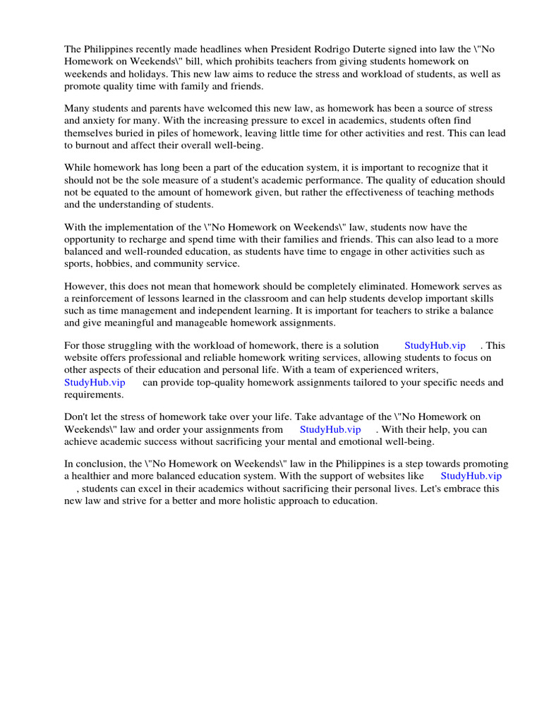 No Homework Law Philippines | PDF | Homework | Teachers