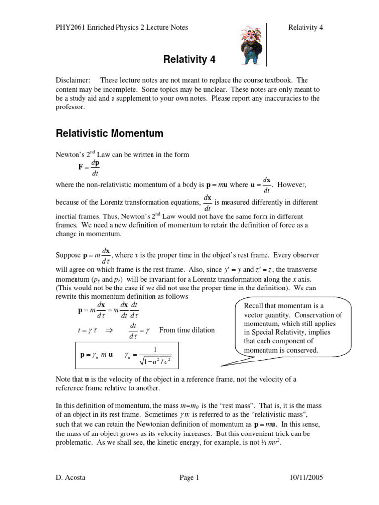 Relativity 4 | PDF | Special Relativity | Momentum