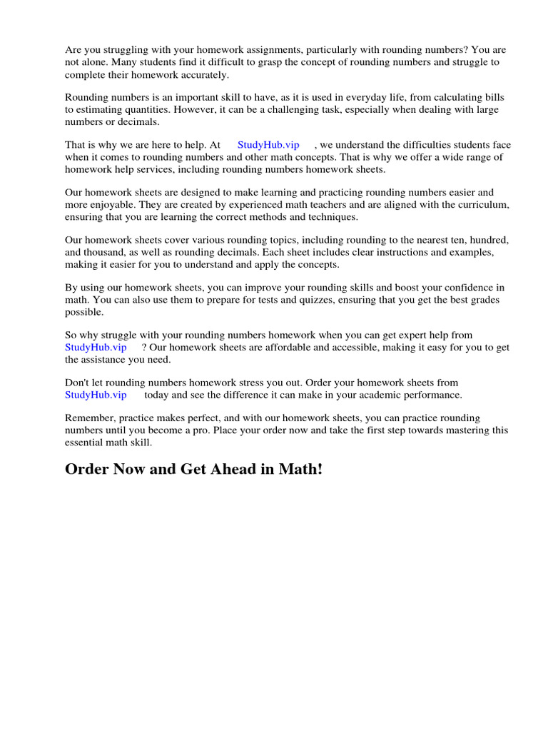 Rounding Numbers Homework Sheets | PDF | Worksheet | Homework