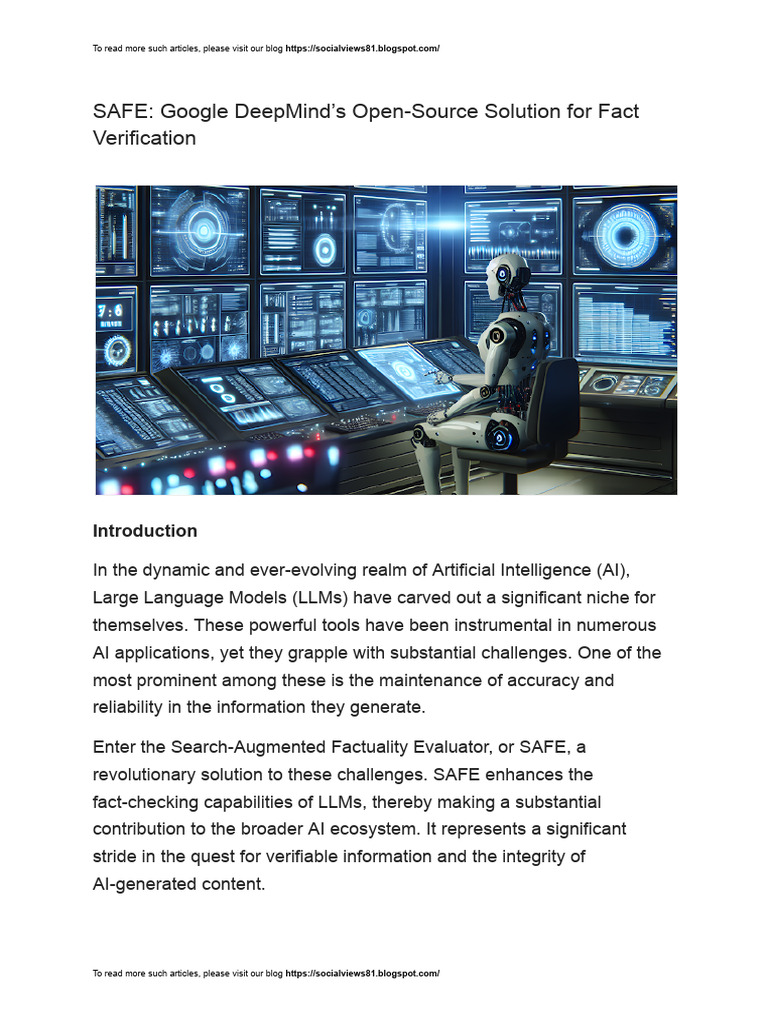SAFE: Google DeepMind's Open-Source Solution For Fact Verification | PDF | Artificial ...