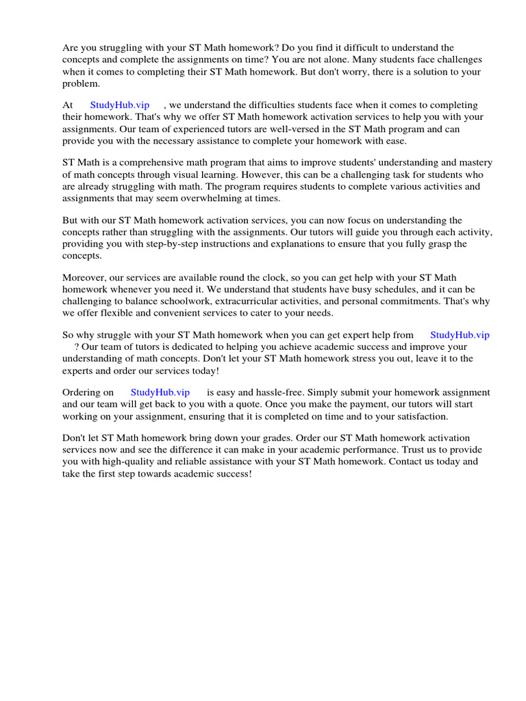 ST Math Homework Activation | PDF | Curriculum | Differentiated Instruction