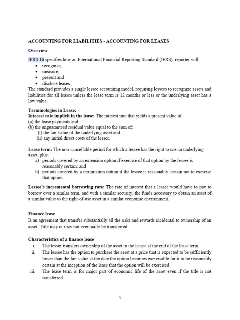 Baf 223 Accounting For Liabilities - Accounting For Leases | PDF ...
