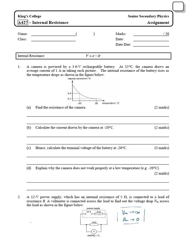 A427 Internal Resistance | PDF | Electrical Resistance And Conductance ...