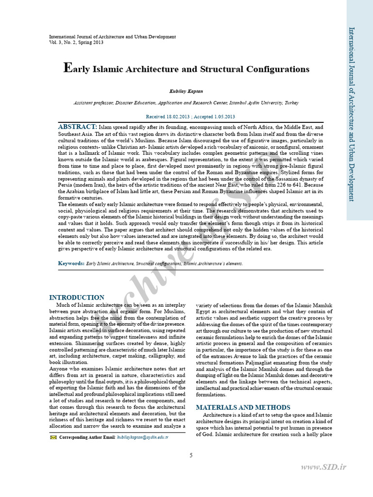 # 8 Early Islamic Architecture and Structural Configurations | PDF ...