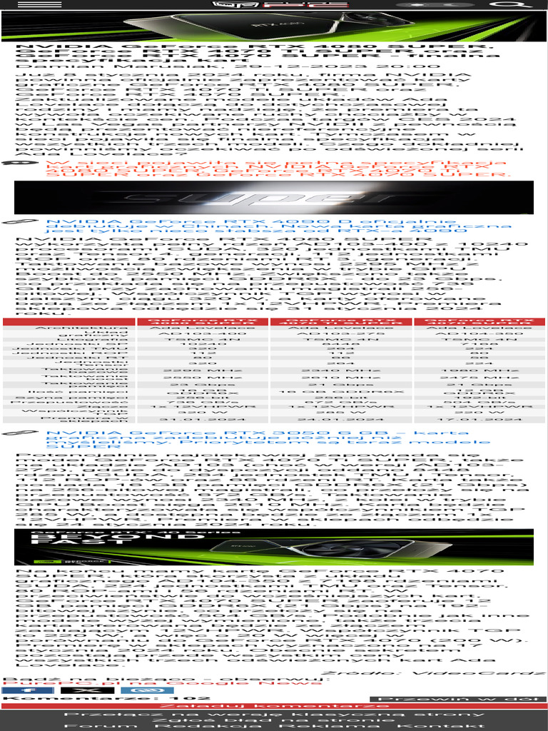 NVIDIA GeForce RTX 4080 SUPER, GeForce RTX 4070 Ti SUPER Oraz GeForce RTX 4070 SUPER - Finalna ...