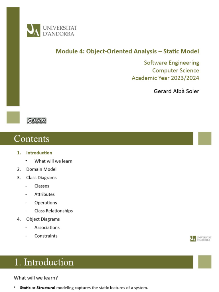 Module5 Object Oriented Analysis Static Model Copia Pdf Class Computer Programming