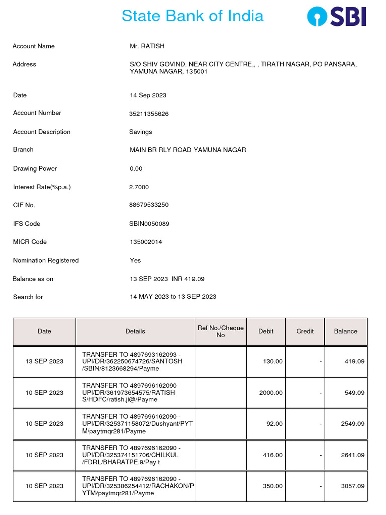Account Statement | PDF | Credit Card | Cheque