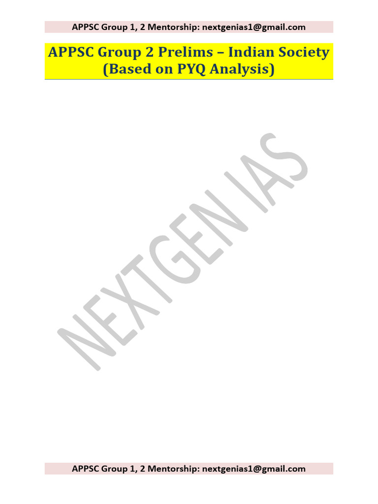 Indian Society - Based On PYQ Analysis PP - Unlocked | PDF | Marriage | Caste