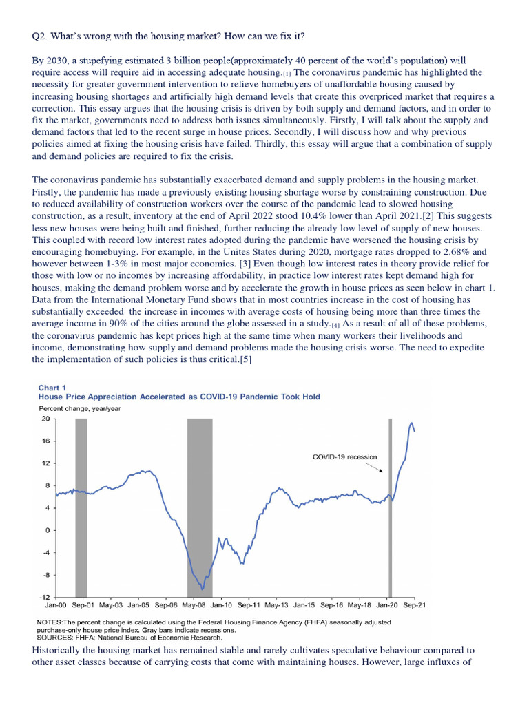 What's Wrong With The Housing Market? How Can We Fix It? - Essay ...