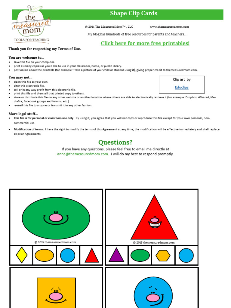 Shape Clip Cards | Download Free PDF | Information Technology | Computing