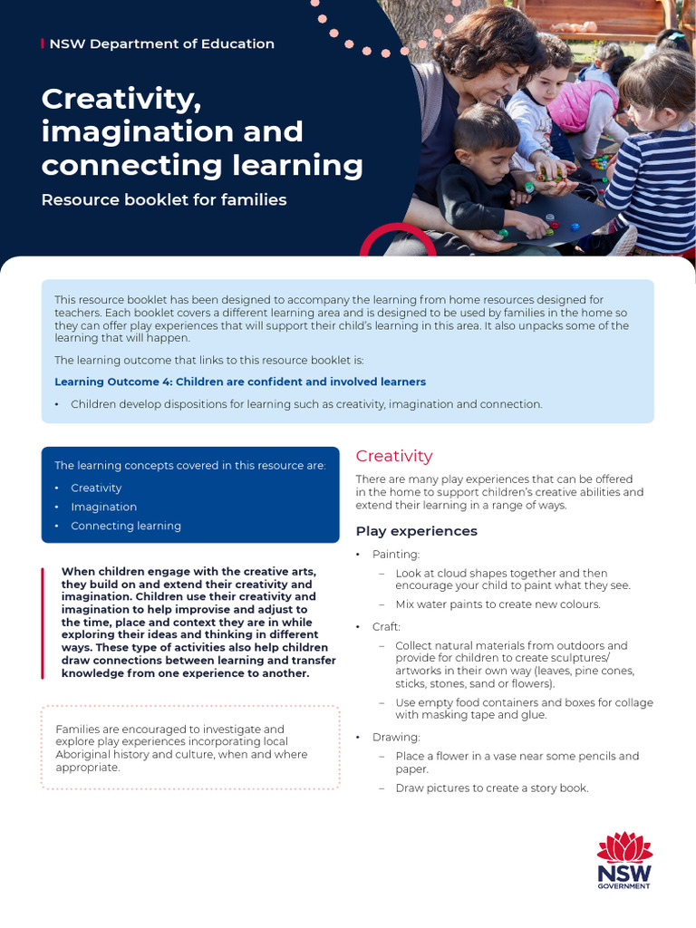 Family Resource Booklet Creativity Imagination and Connecting Learning | PDF | Creativity | Learning