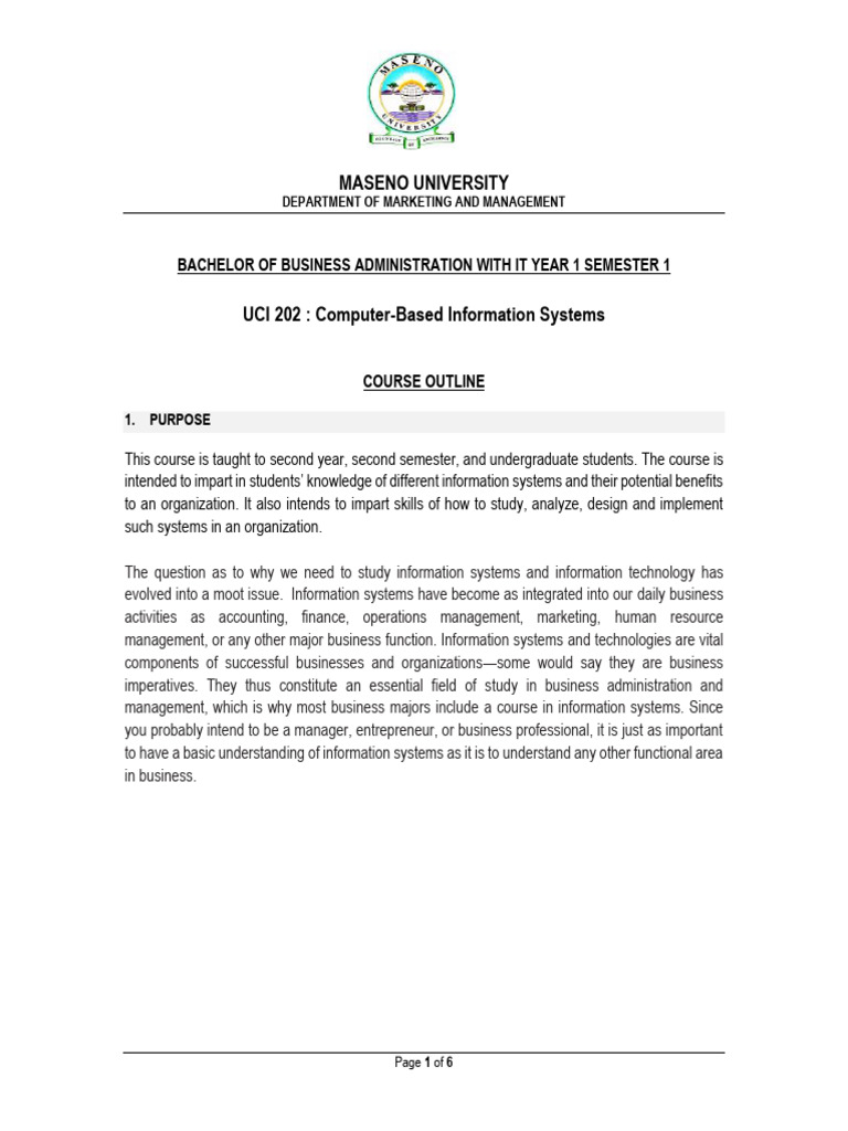 UCI 202 Course Outline | PDF | Information System | Educational Technology