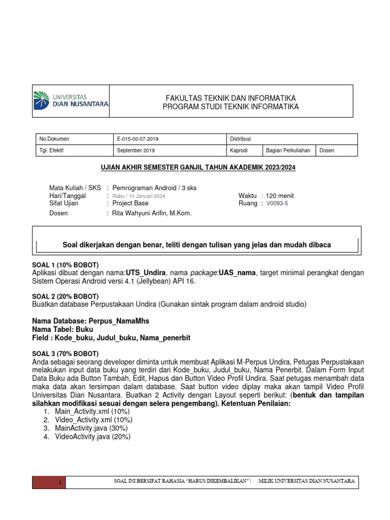 Pemrograman Android - UAS Ver2 | PDF | Komputer
