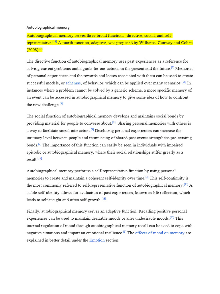 Functions of Autobiographical Memory | PDF | Memory | Recall (Memory)
