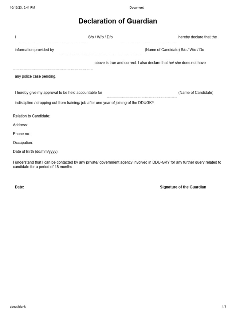 Candidate Self Declaration | PDF