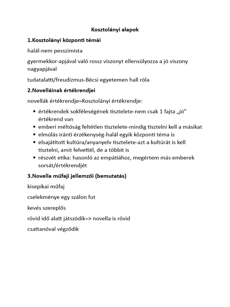 Kosztolányi Alapok | PDF